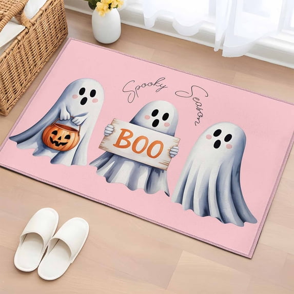 2x3 Ft Entryway Area Rug, Pink Halloween Kitchen Rug Runner Washable ...