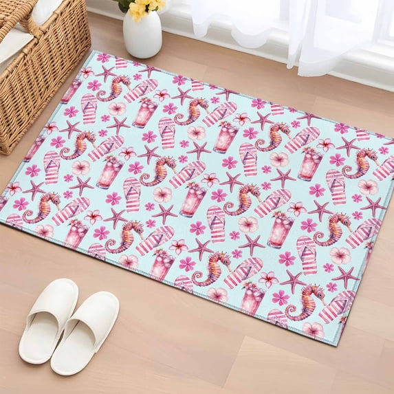 2x3 Ft Entryway Area Rug, Pink Slipper Drink Kitchen Rug Runner ...