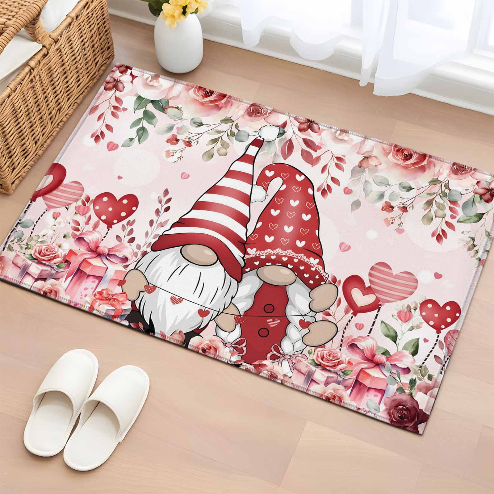 2x3 Ft Entryway Area Rug, Pink Valentine's Day Kitchen Rug Runner ...