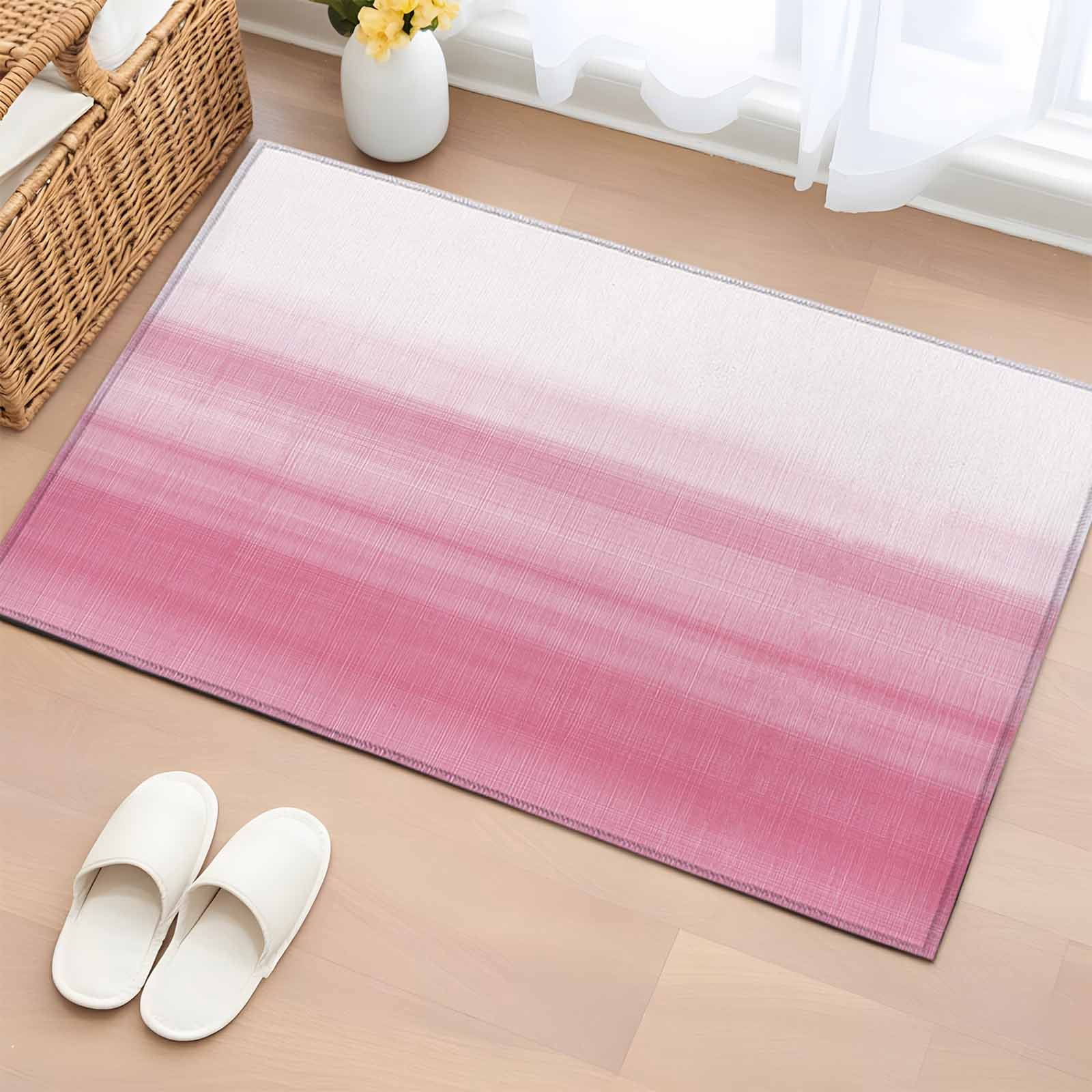 2x3 Ft Entryway Area Rug, Pink White Ombre Kitchen Rug Runner Washable ...