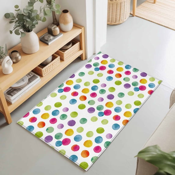 2x3 Ft Entryway Area Rug, Polka Dots Kitchen Rug Runner Washable Floor ...