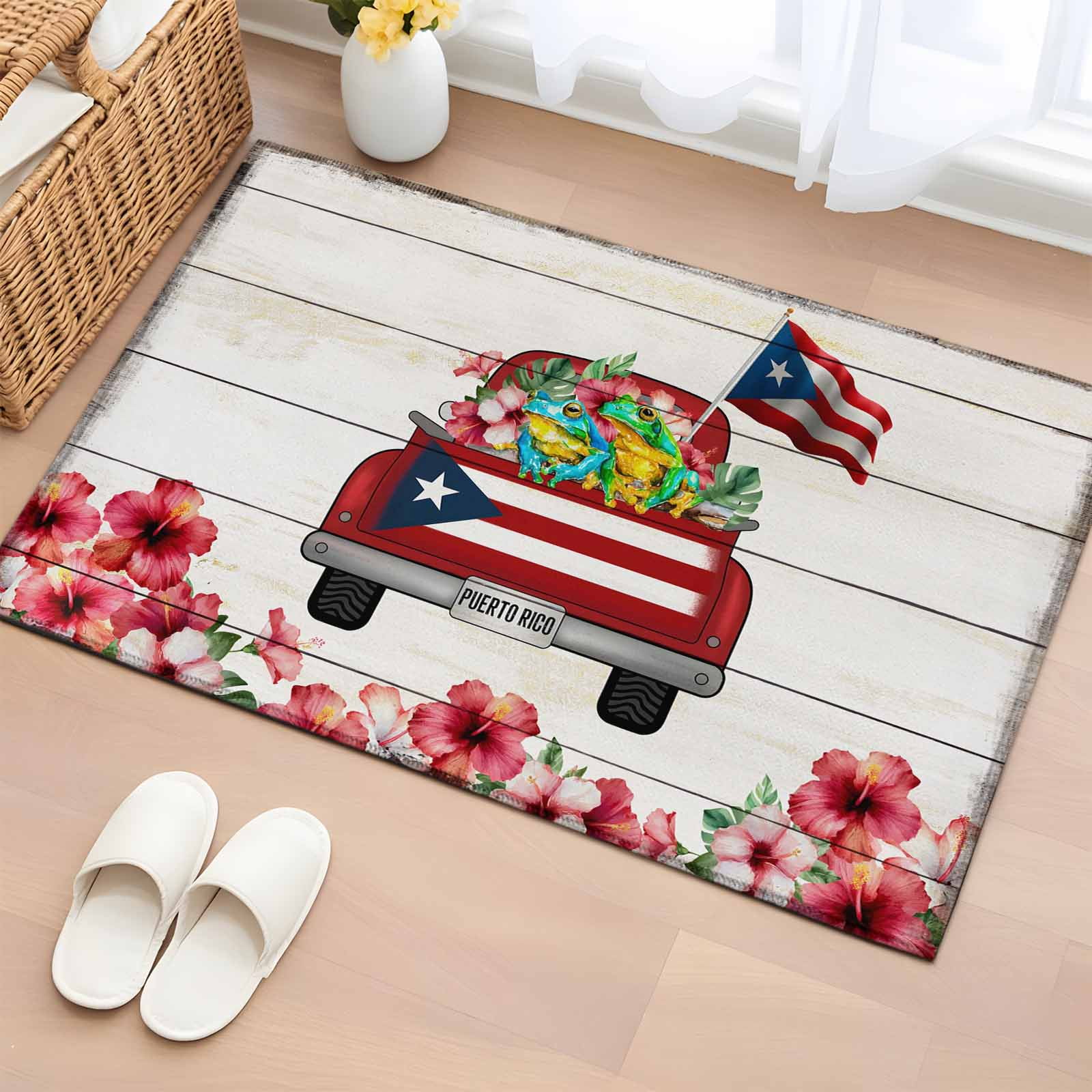 2x3 Ft Entryway Area Rug, Puerto Rican Flag Kitchen Rug Runner Washable ...