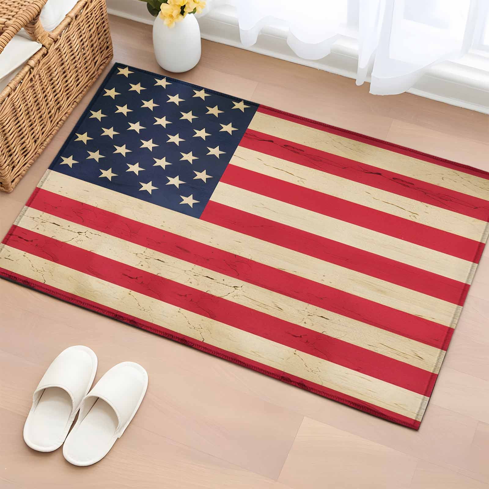 2x3 Ft Entryway Area Rug, Red American Flag Kitchen Rug Runner Washable ...