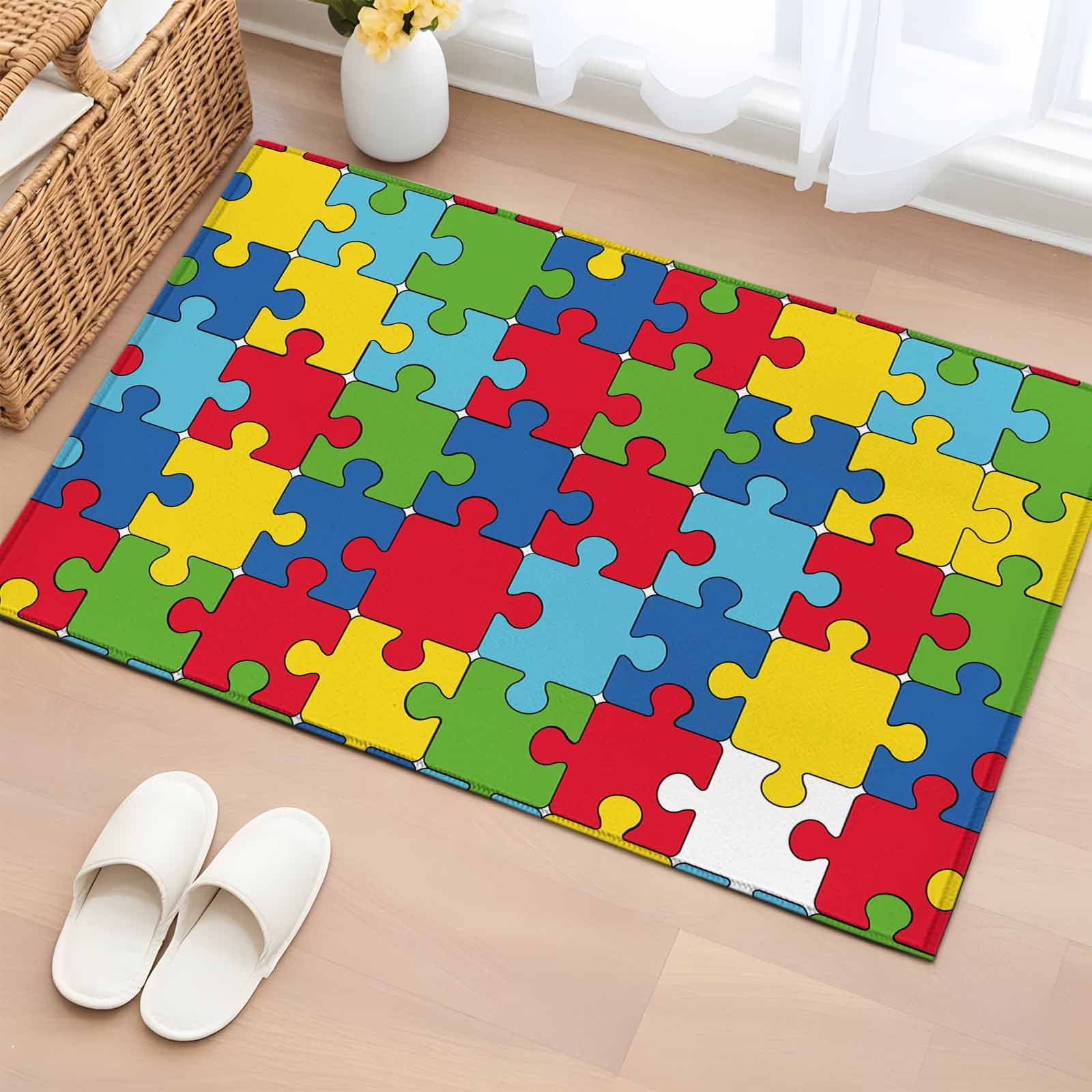 2x3 Ft Entryway Area Rug, Red Blue Kitchen Rug Runner Washable Floor ...