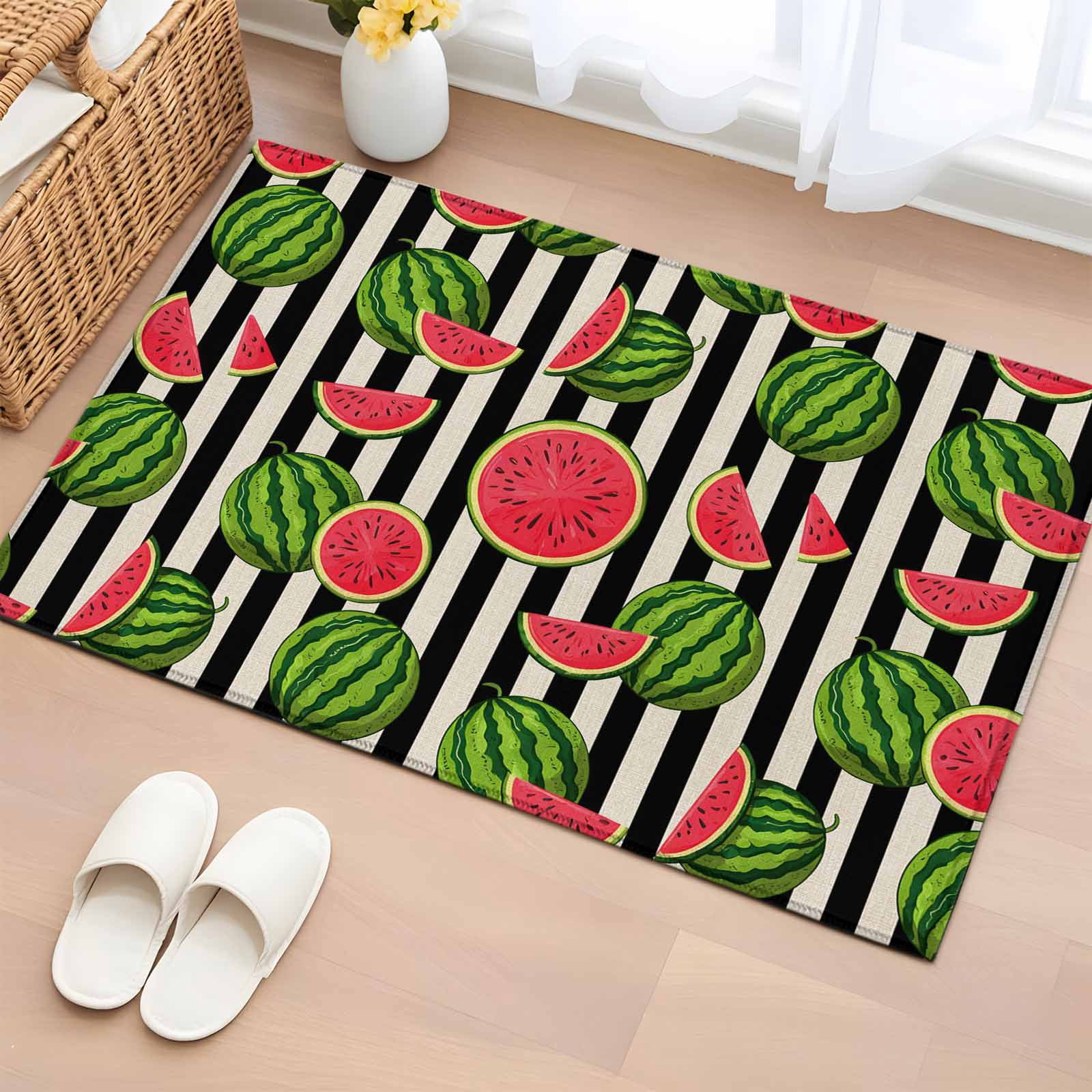 2x3 Ft Entryway Area Rug, Red Green Watermelon Kitchen Rug Runner ...