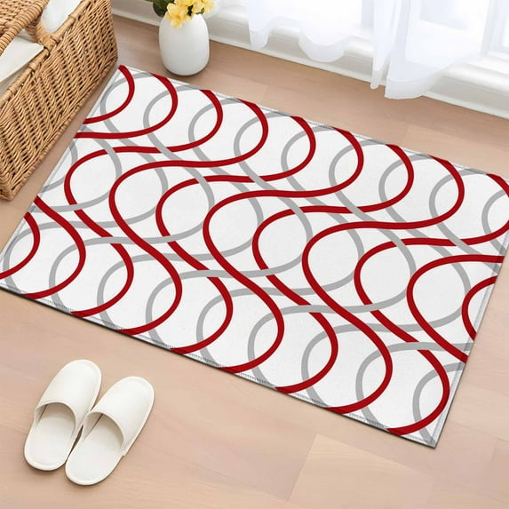 2x3 Ft Entryway Area Rug, Red Grey Geometric Kitchen Rug Runner ...