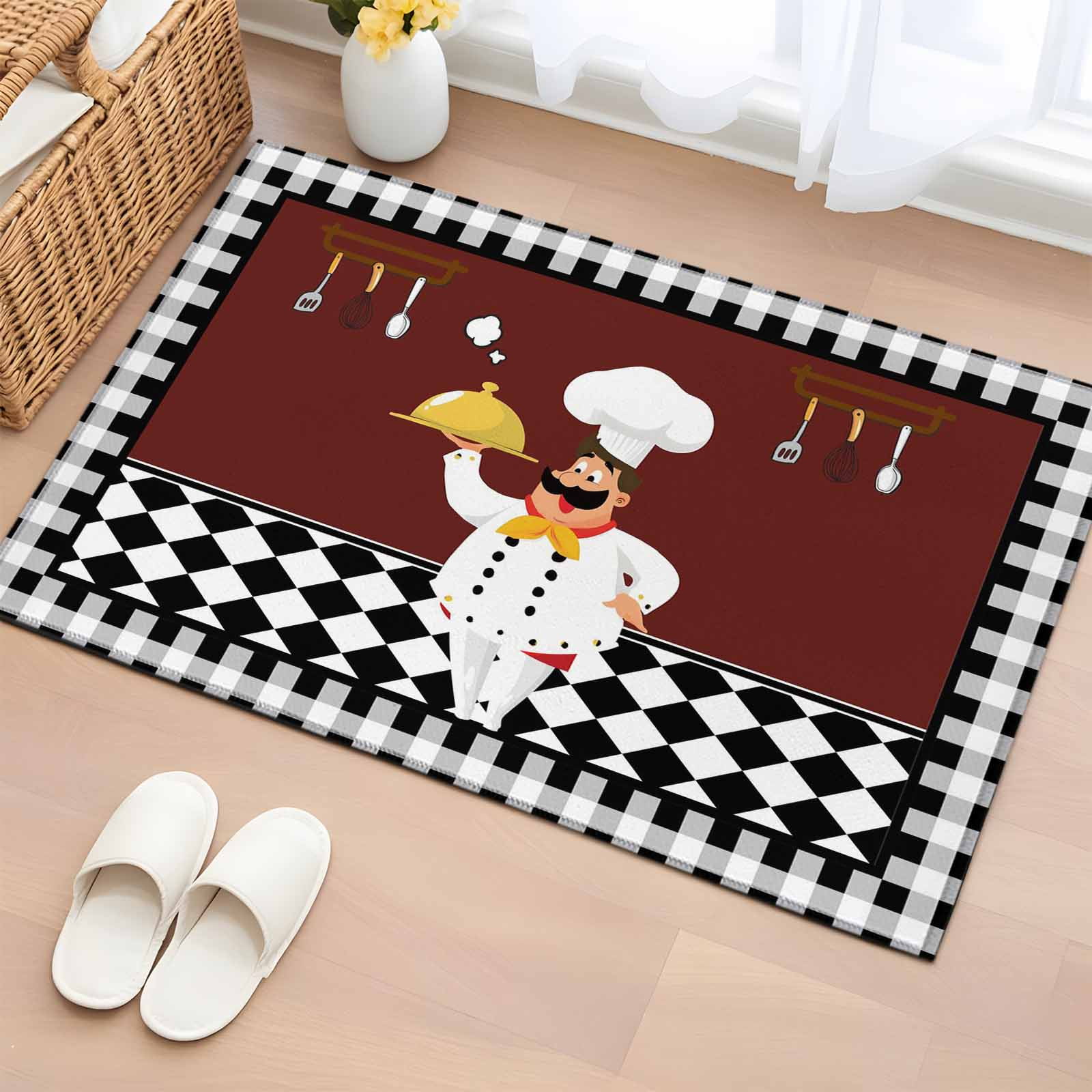 2x3 Ft Entryway Area Rug, Red Kitchen Chef Kitchen Rug Runner Washable ...
