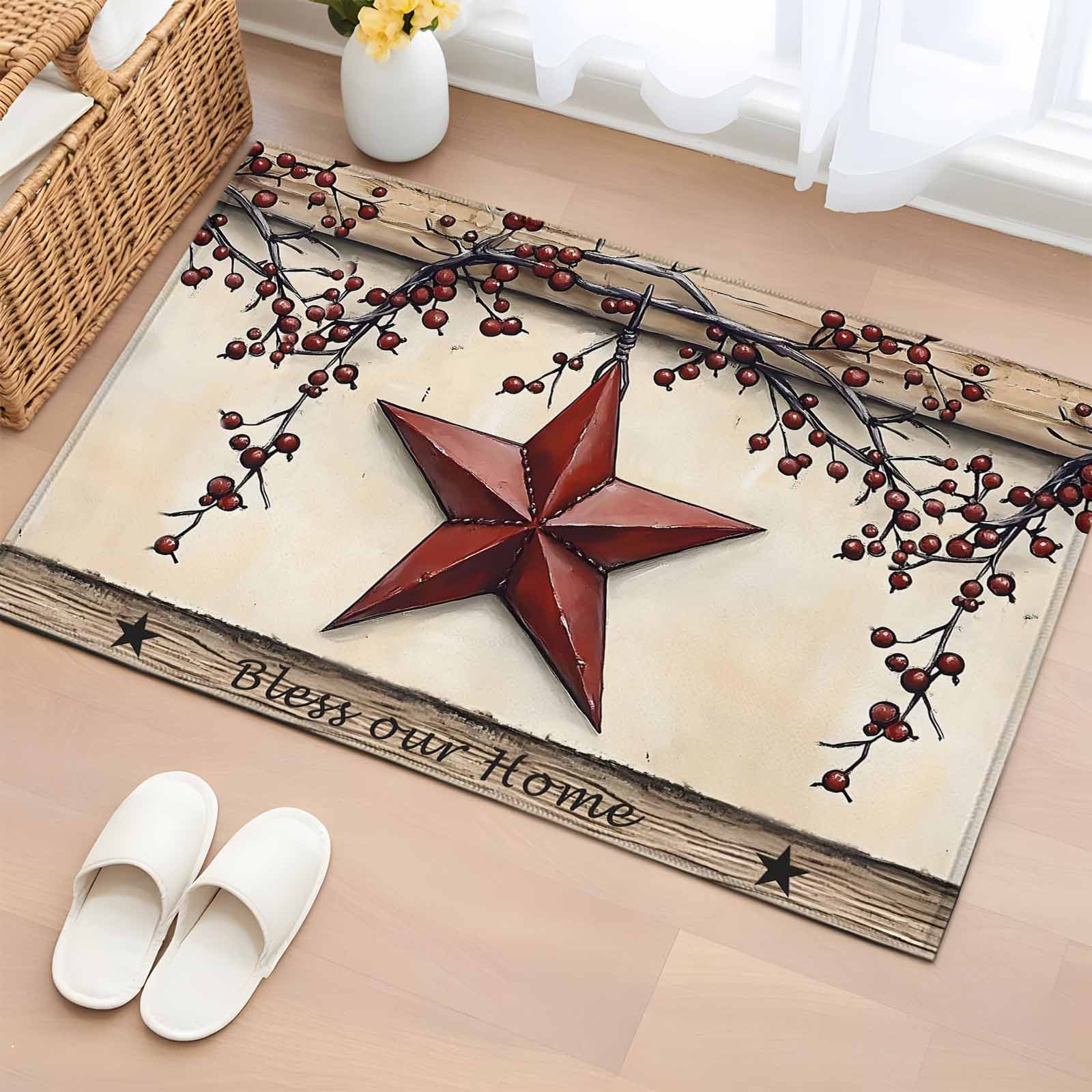 2x3 Ft Entryway Area Rug, Red Texas Star Rustic Kitchen Rug Runner ...