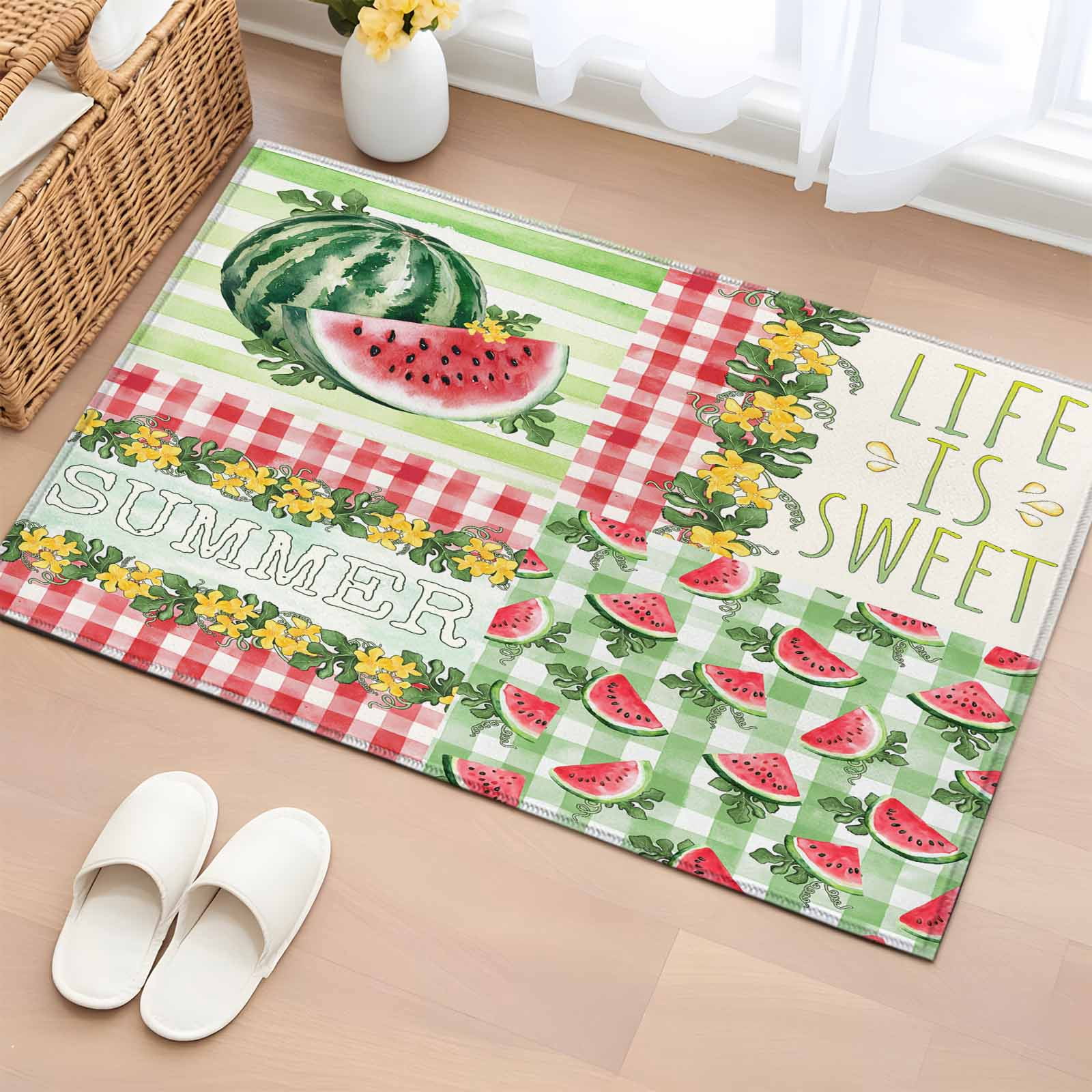 2x3 Ft Entryway Area Rug, Red Watermelon Kitchen Rug Runner Washable ...