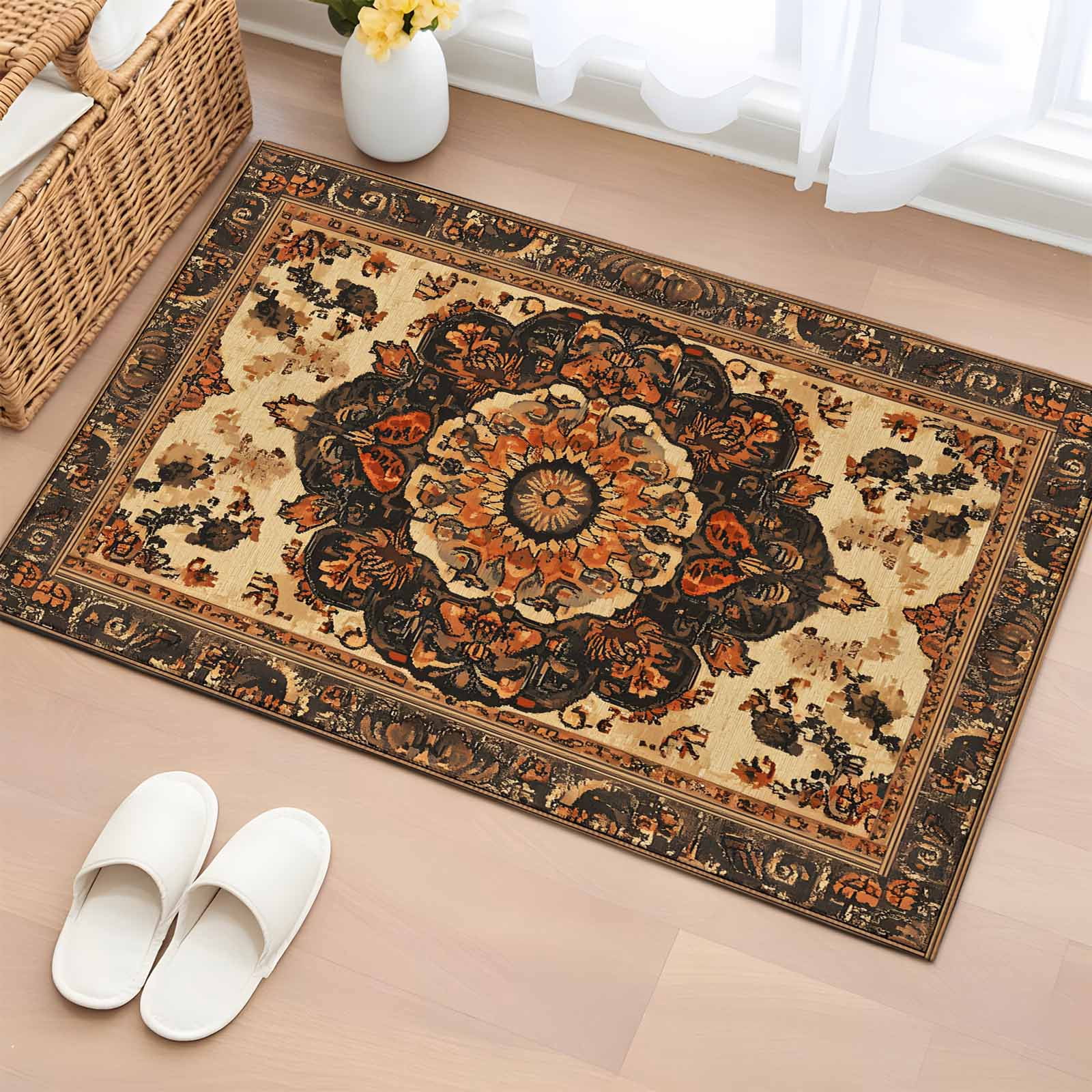 2x3 Ft Entryway Area Rug, Retro Boho Flower Kitchen Rug Runner Washable ...
