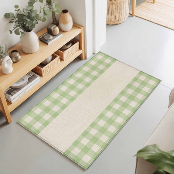 2x3 Ft Entryway Area Rug, Retro Green Kitchen Rug Runner Washable Floor ...
