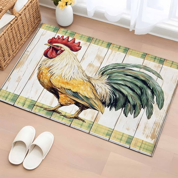 2x3 Ft Entryway Area Rug, Retro Rooster Kitchen Rug Runner Washable ...
