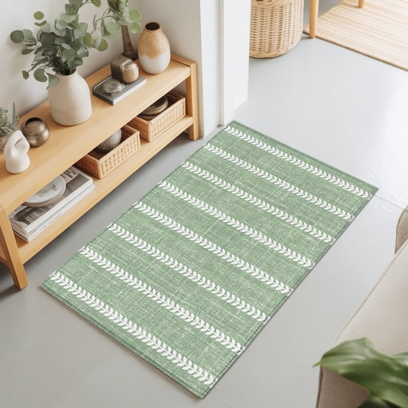 2x3 Ft Entryway Area Rug, Sage Green Kitchen Rug Runner Washable Floor ...