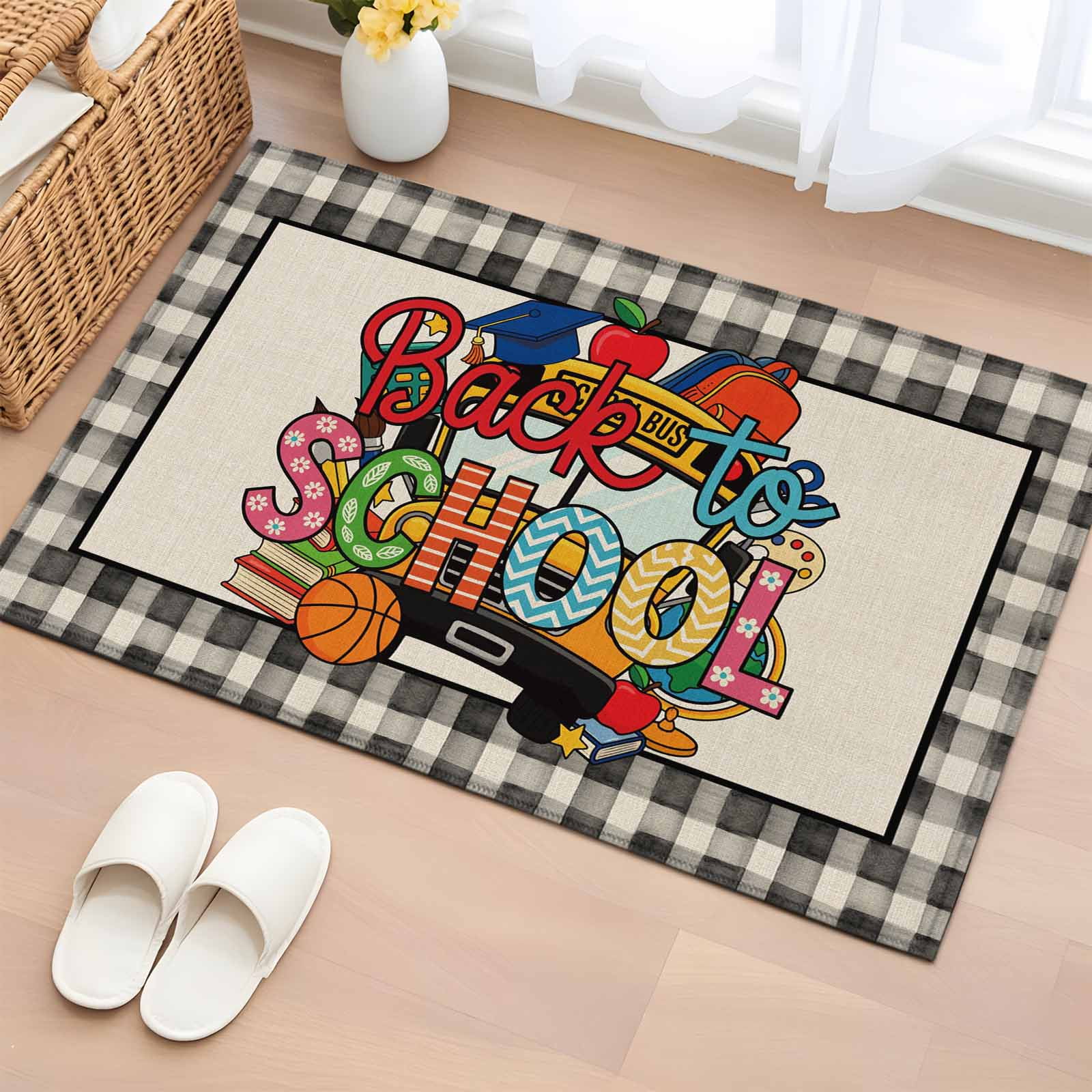 2x3 Ft Entryway Area Rug, School Season Kitchen Rug Runner Washable ...
