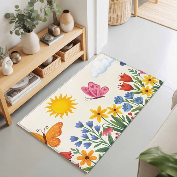 2x3 Ft Entryway Area Rug, Spring Country Kitchen Rug Runner Washable ...