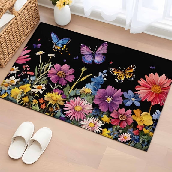 2x3 Ft Entryway Area Rug, Spring Elegant Flowers Kitchen Rug Runner ...