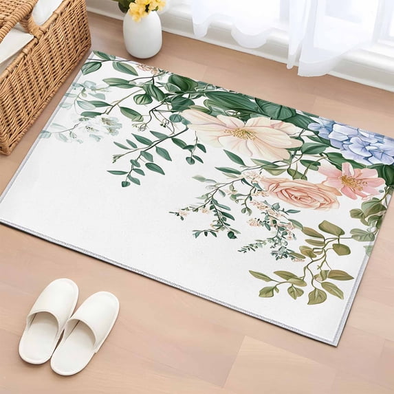 2x3 Ft Entryway Area Rug, Spring Floral Kitchen Rug Runner Washable ...