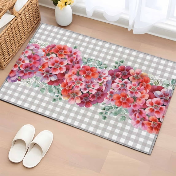 2x3 Ft Entryway Area Rug, Spring Flowers Kitchen Rug Runner Washable ...