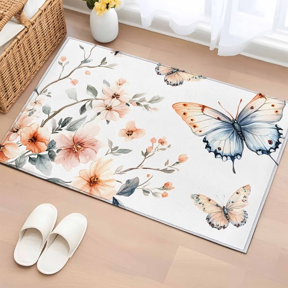 2x3 Ft Entryway Area Rug, Spring Flowers Kitchen Rug Runner Washable ...
