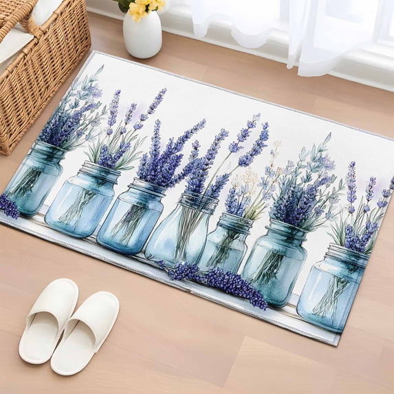 2x3 Ft Entryway Area Rug, Spring Lavender Flower Kitchen Rug Runner ...