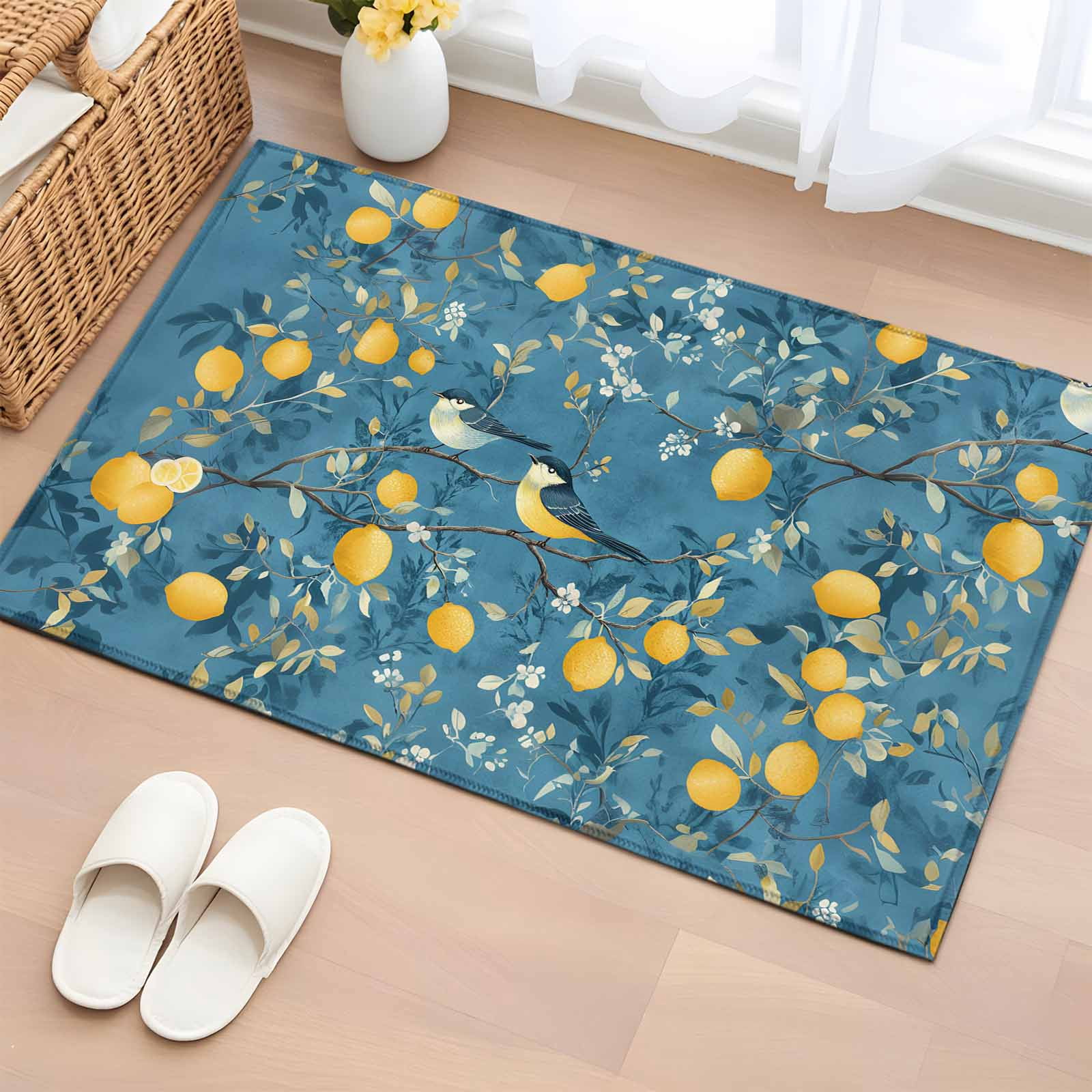 2x3 Ft Entryway Area Rug, Summer Lemon Kitchen Rug Runner Washable ...