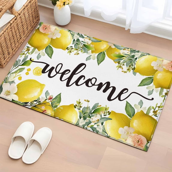 2x3 Ft Entryway Area Rug, Summer Lemon Kitchen Rug Runner Washable ...