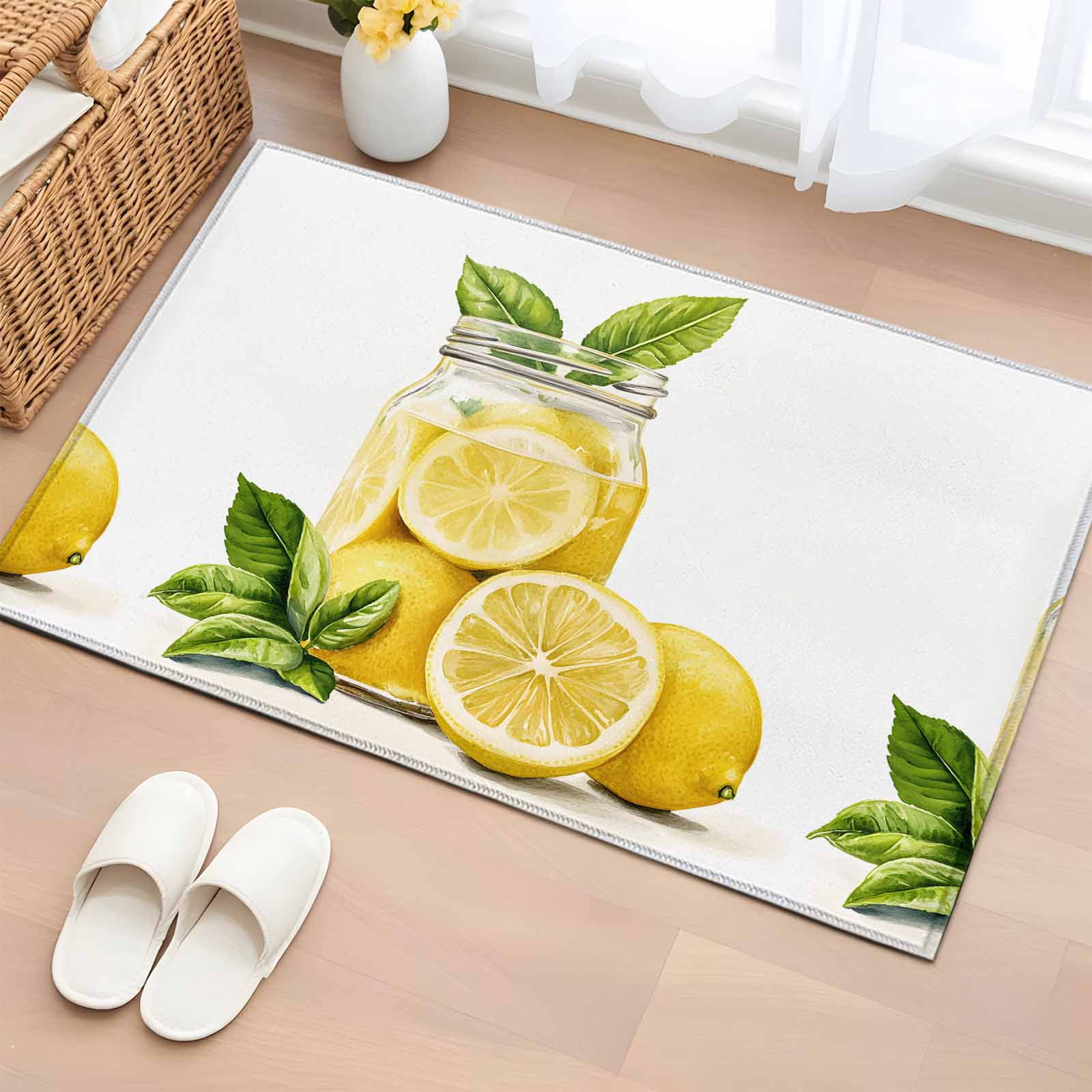 2x3 Ft Entryway Area Rug, Summer Lemon Kitchen Rug Runner Washable ...