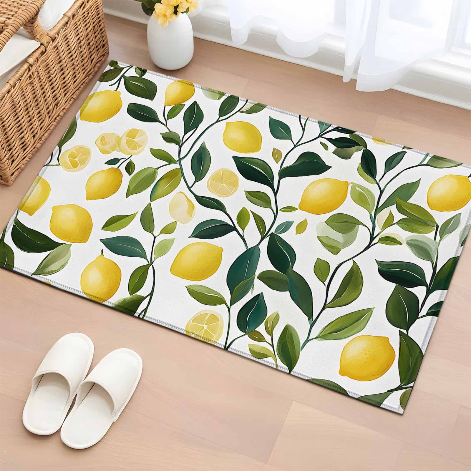 2x3 Ft Entryway Area Rug, Summer Lemon Kitchen Rug Runner Washable ...