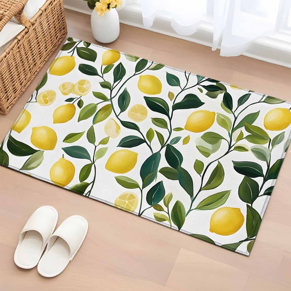 2x3 Ft Entryway Area Rug, Summer Lemon Kitchen Rug Runner Washable ...
