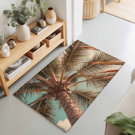 2x3 Ft Entryway Area Rug, Summer Palm Tree Kitchen Rug Runner Washable ...