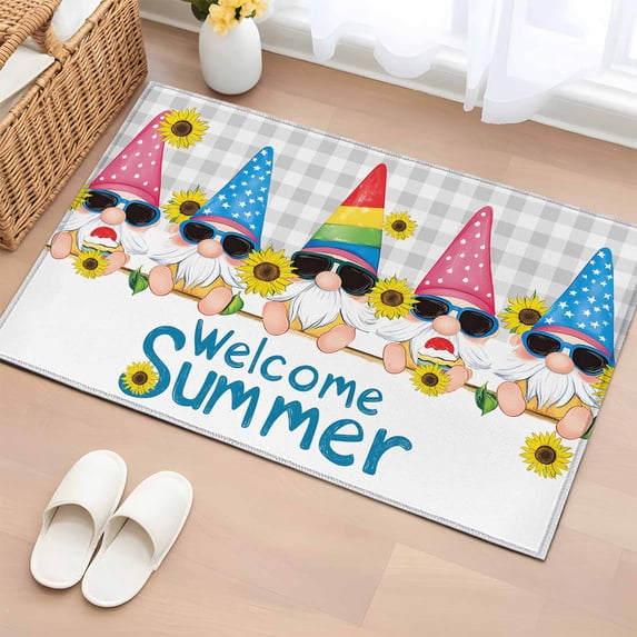 2x3 Ft Entryway Area Rug, Sunflower Gnomes Kitchen Rug Runner Washable ...