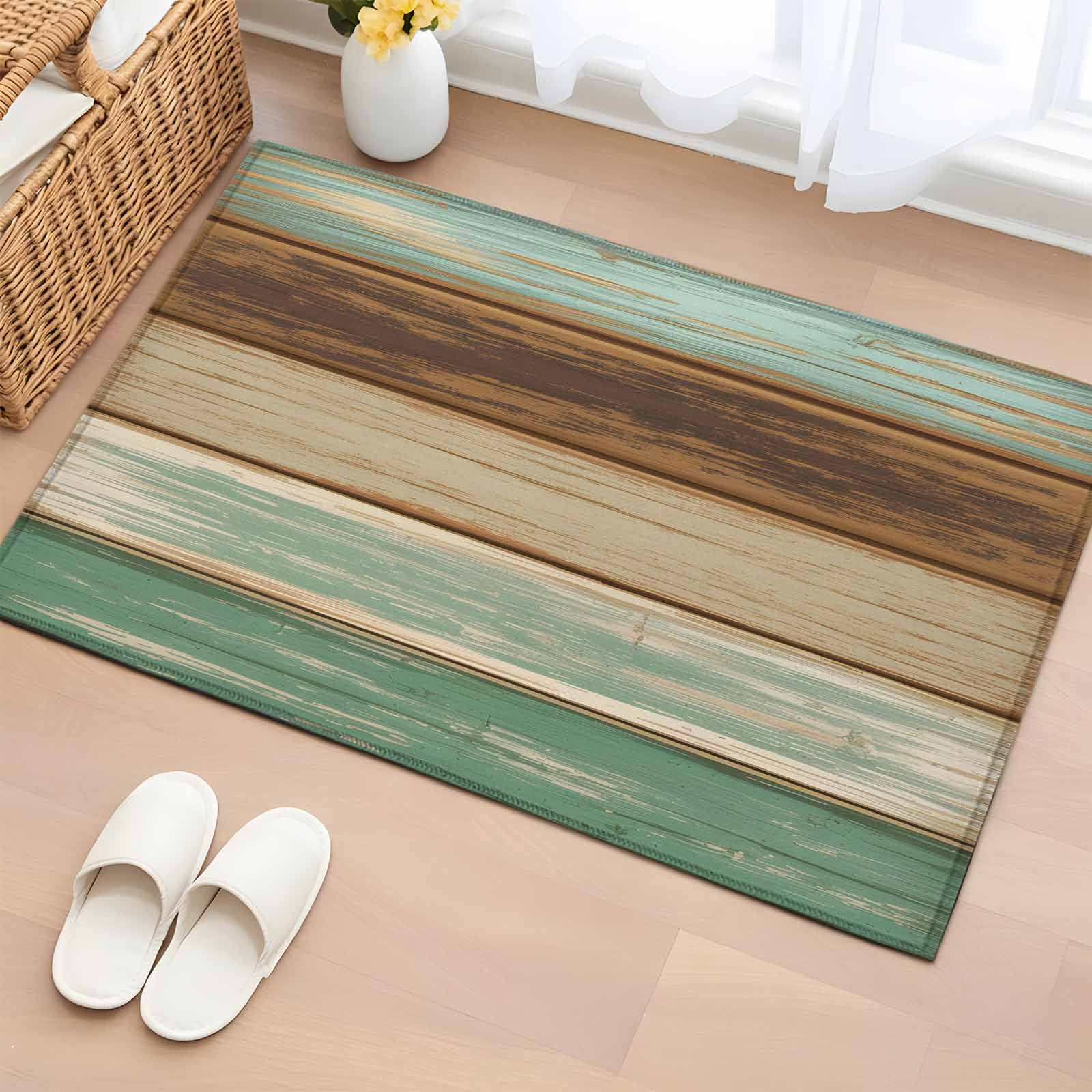 2x3 Ft Entryway Area Rug, Teal Brown Kitchen Rug Runner Washable Floor ...