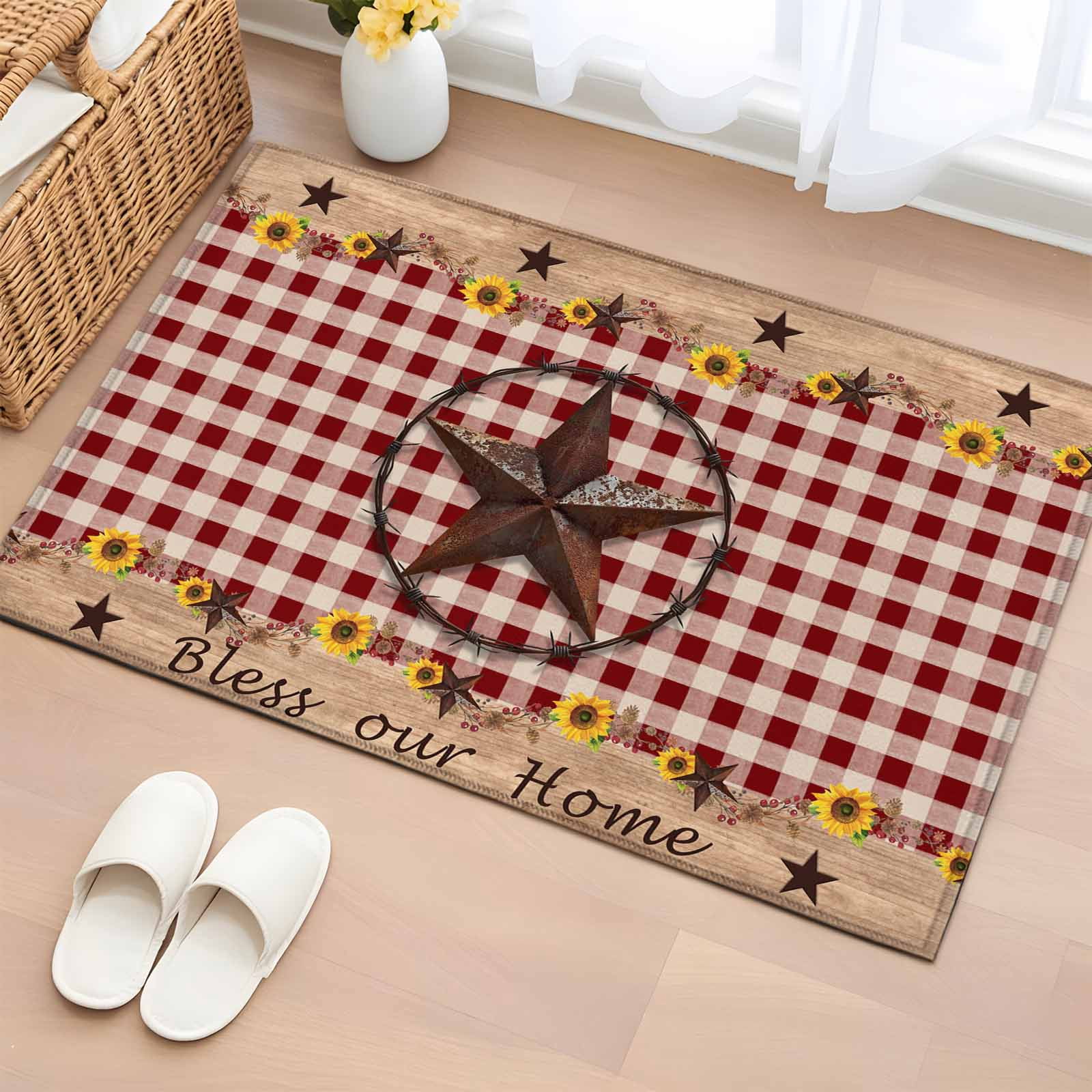 2x3 Ft Entryway Area Rug, Texas Star Sunflower Kitchen Rug Runner ...