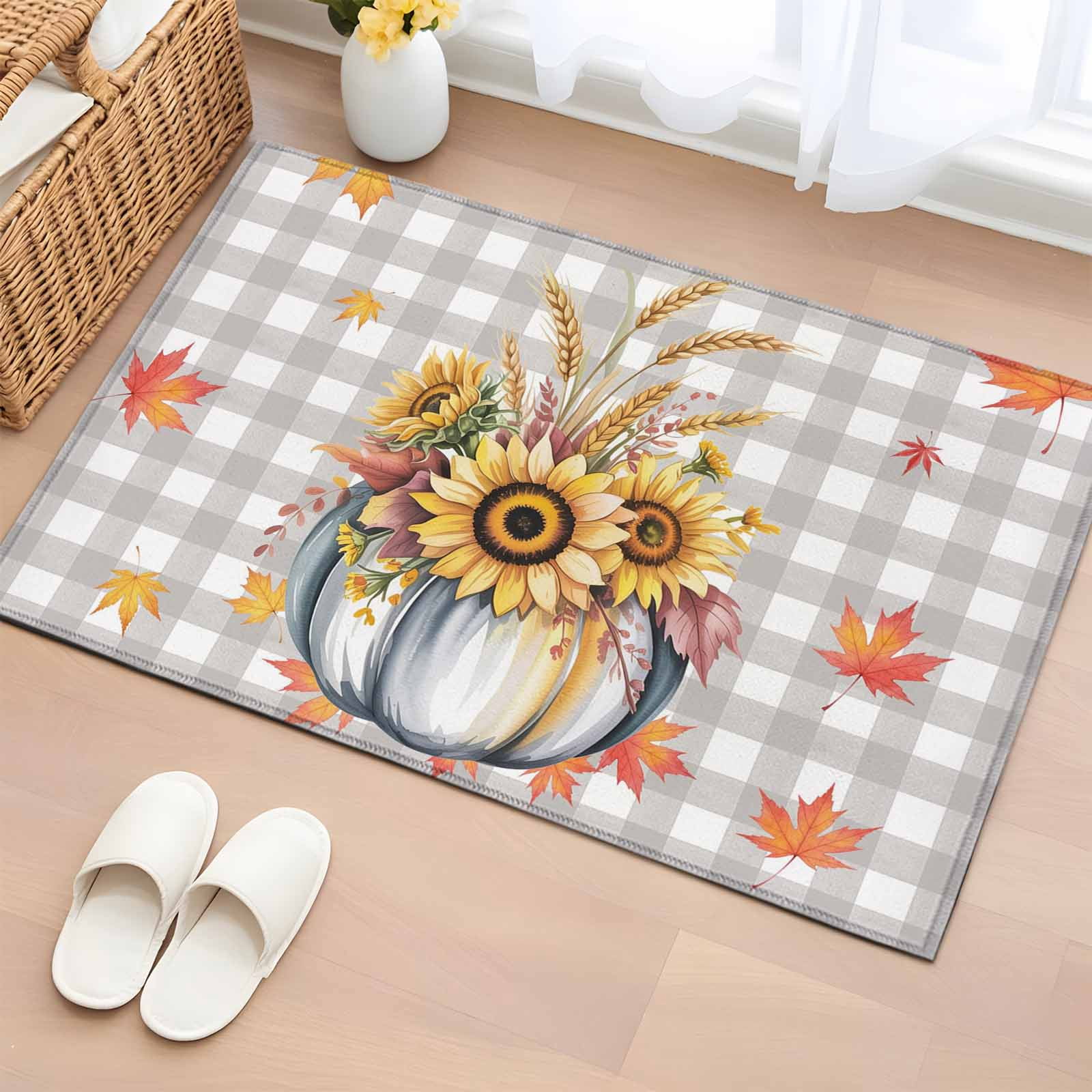 2x3 Ft Entryway Area Rug, Thanksgiving Kitchen Rug Runner Washable ...