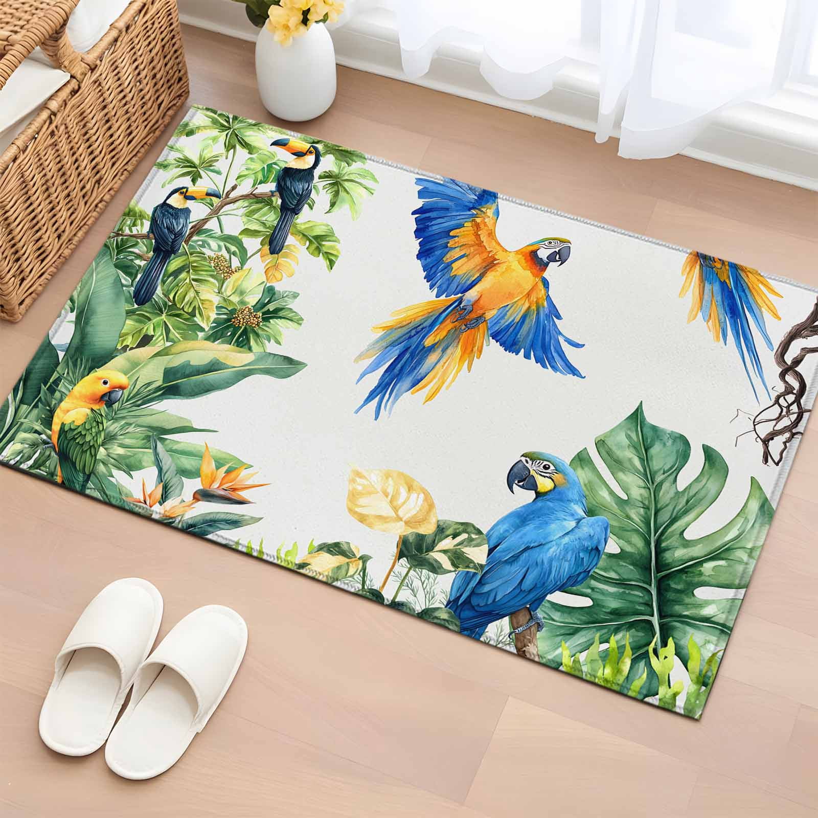 2x3 Ft Entryway Area Rug, Tropical Toucan Parrot Kitchen Rug Runner ...
