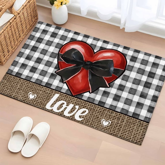 2x3 Ft Entryway Area Rug, Valentine's Day Kitchen Rug Runner Washable ...