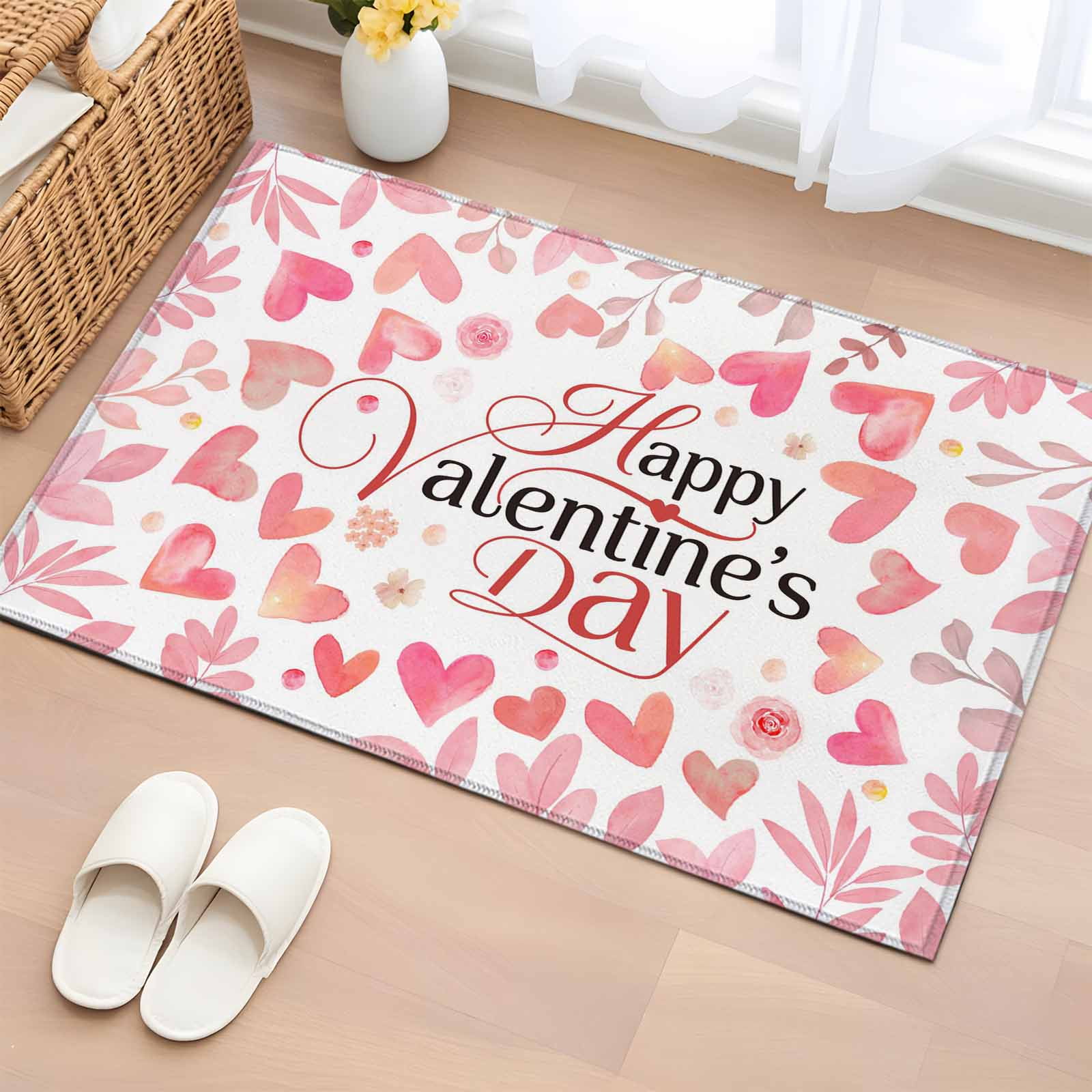 2x3 Ft Entryway Area Rug, Valentine's Day Kitchen Rug Runner Washable ...