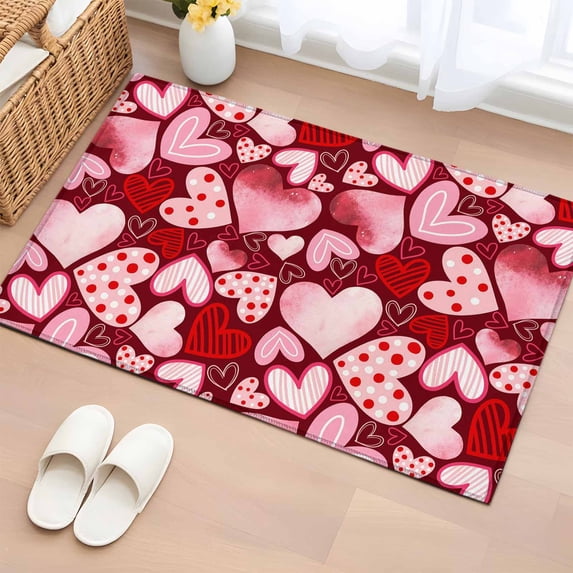 2x3 Ft Entryway Area Rug, Valentine's Day Kitchen Rug Runner Washable ...