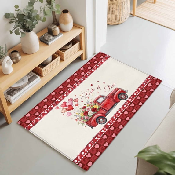 2x3 Ft Entryway Area Rug, Valentine's Day Kitchen Rug Runner Washable ...