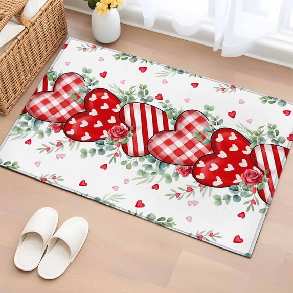 2x3 Ft Entryway Area Rug, Valentine's Day Kitchen Rug Runner Washable ...