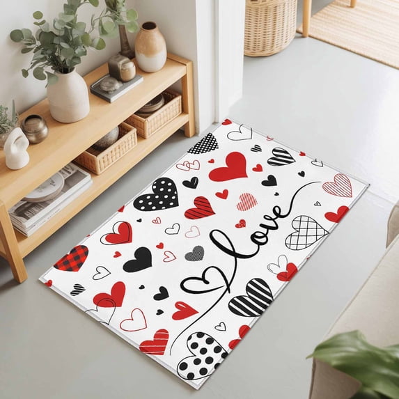 2x3 Ft Entryway Area Rug, Valentine's Day Kitchen Rug Runner Washable ...