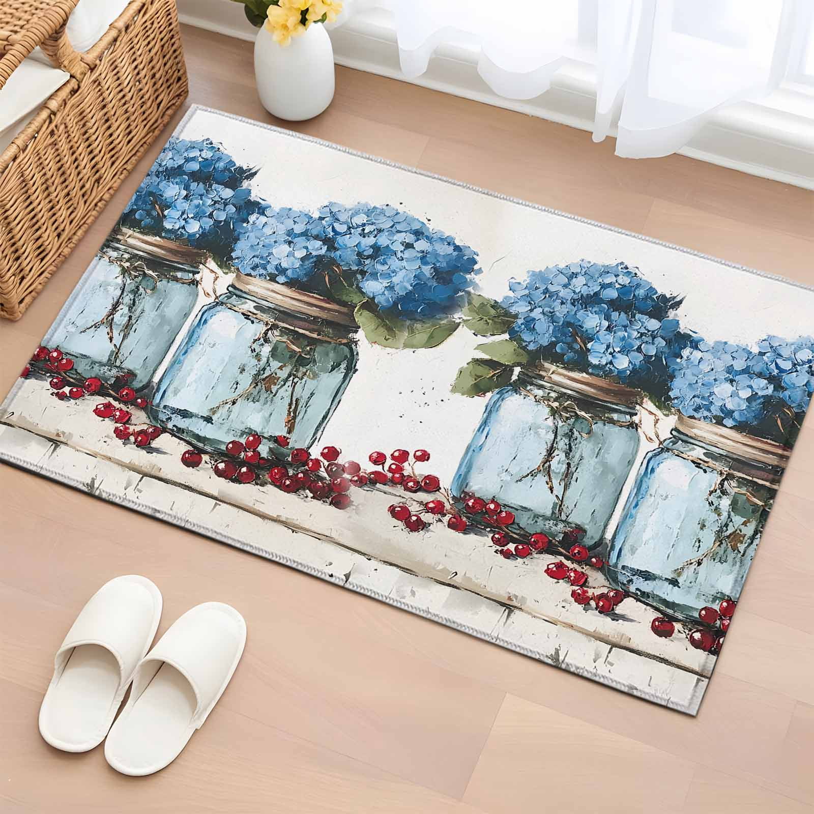 2x3 Ft Entryway Area Rug, Vintage Flowers Kitchen Rug Runner Washable ...