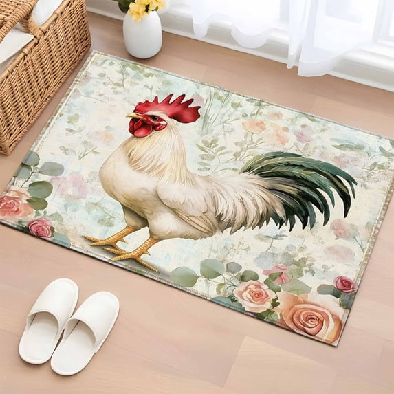 2x3 Ft Entryway Area Rug, Vintage Rooster Kitchen Rug Runner Washable ...