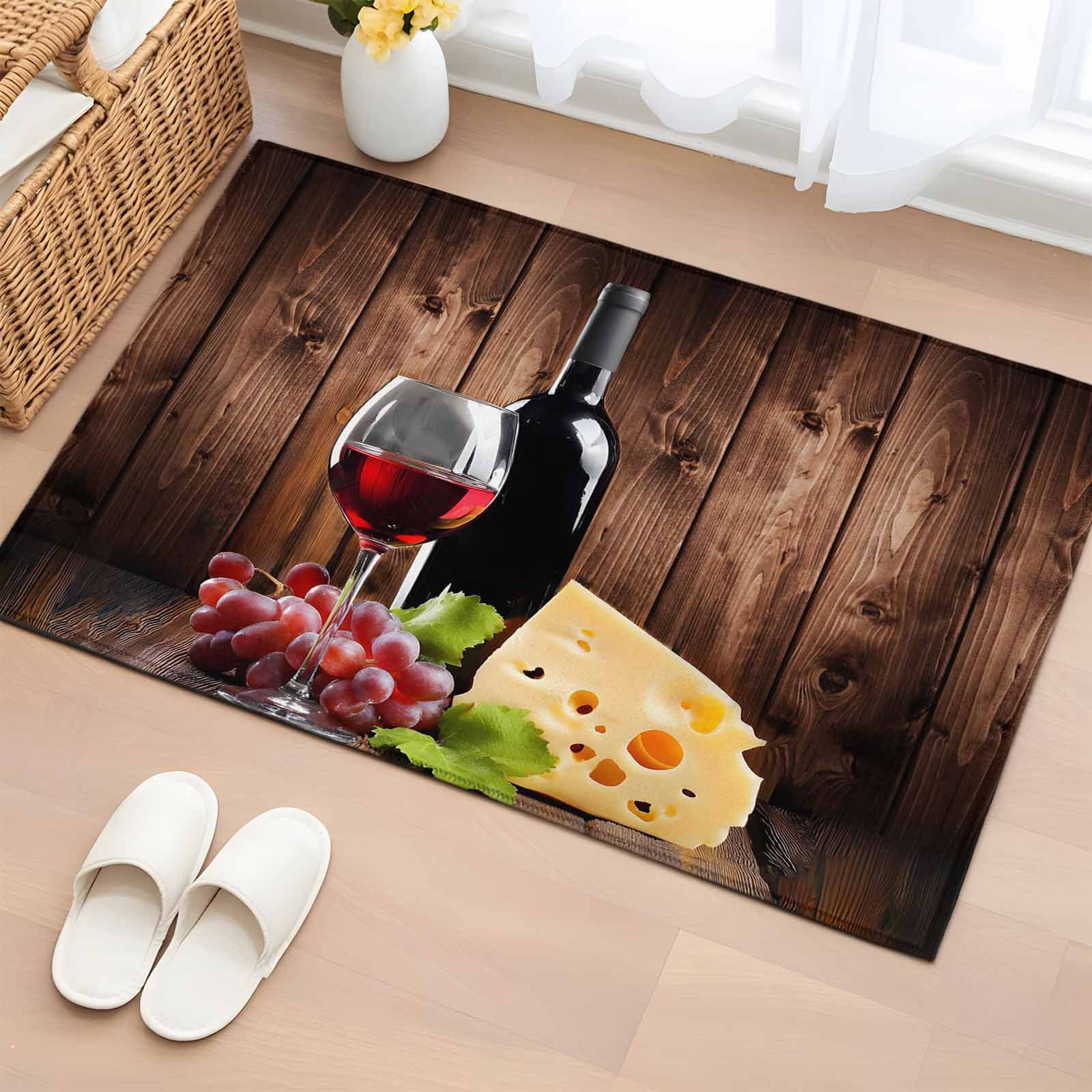 2x3 Ft Entryway Area Rug, Wine Cheese Kitchen Rug Runner Washable Floor ...