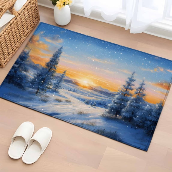 2x3 Ft Entryway Area Rug, Winter Landscapes Kitchen Rug Runner Washable ...