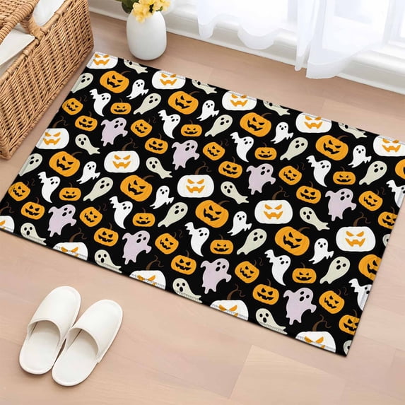 2x3 Ft Entryway Area Rug, Yellow Pumpkin Halloween Kitchen Rug Runner ...