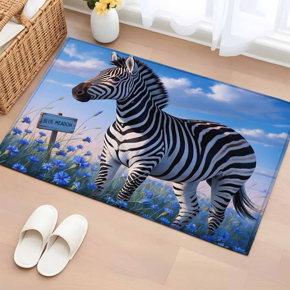 2x3 Ft Entryway Area Rug, Zebra Grassland Kitchen Rug Runner Washable ...