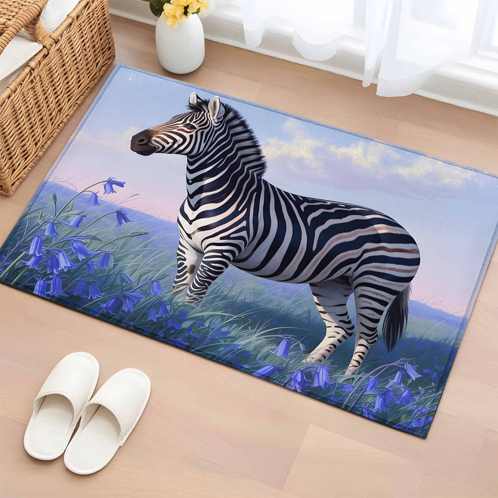2x3 Ft Entryway Area Rug, Zebra Grassland Kitchen Rug Runner Washable ...