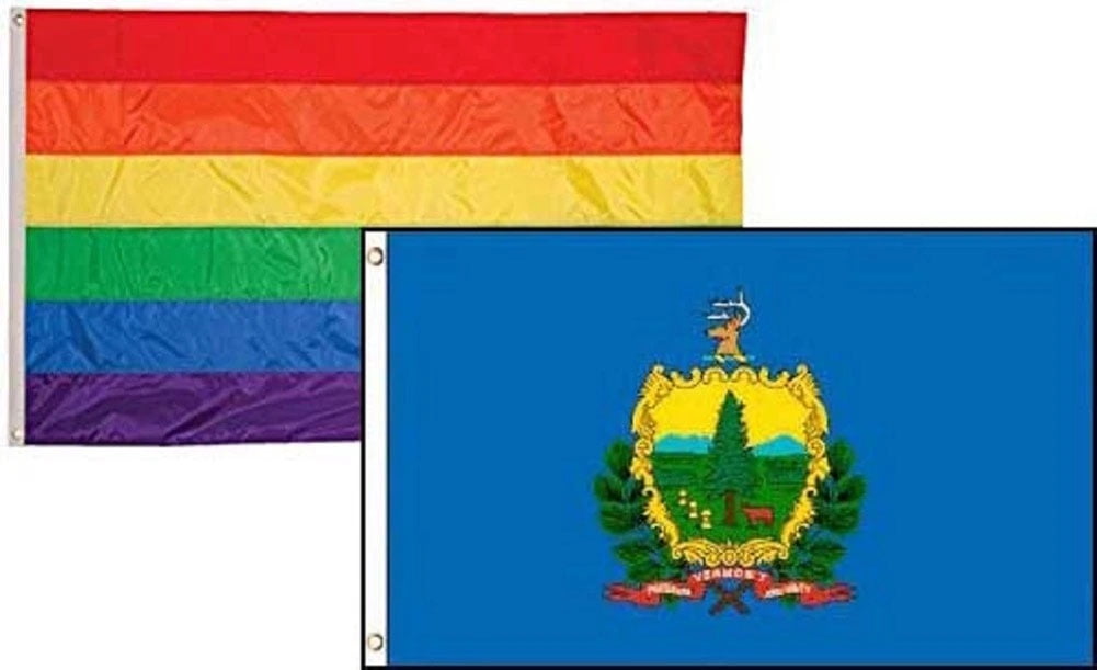 2x3 Gay Pride Rainbow & State Vermont 2 Pack Flag Wholesale Combo 2'x3 ...