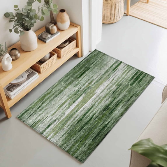 2x3 Green Abstract Painting Small Area Rug for Entryway, Washable Non ...